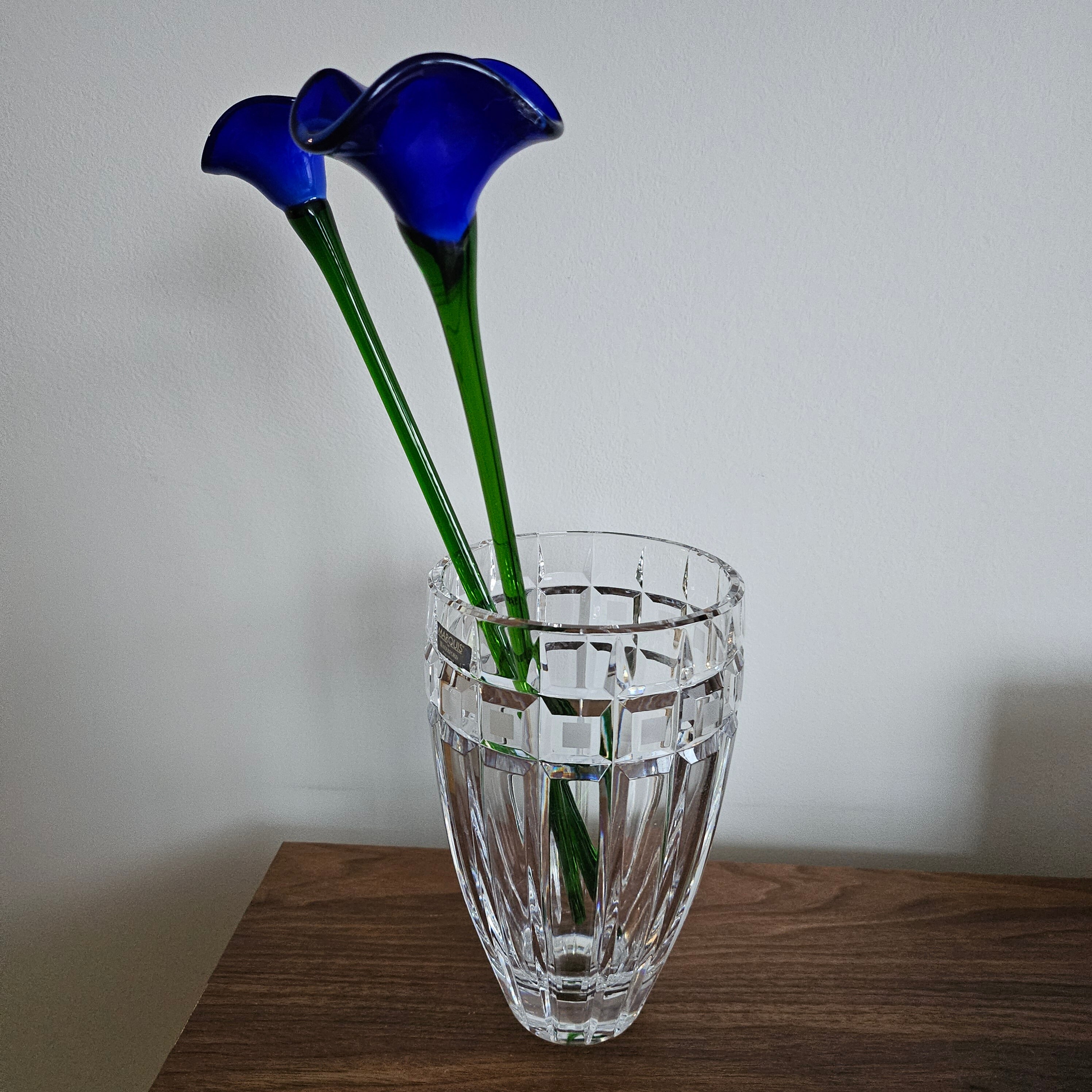 Vintage Art Glass Flowers, Long Stem Flower, Glass Blue Flower, Glass ...