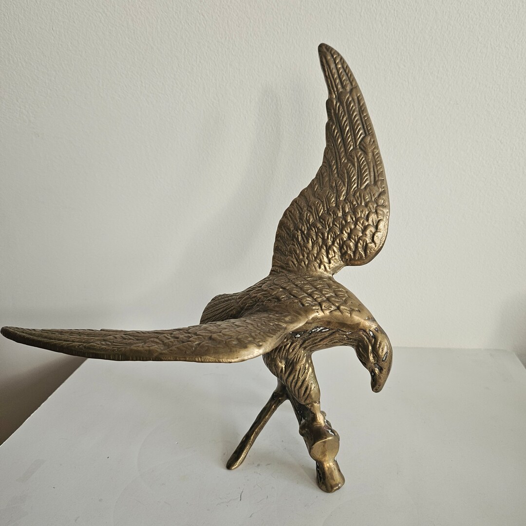 Eagle Brass Figurine, American Bold Eagle Eagle on a Branch, Boho Decor ...