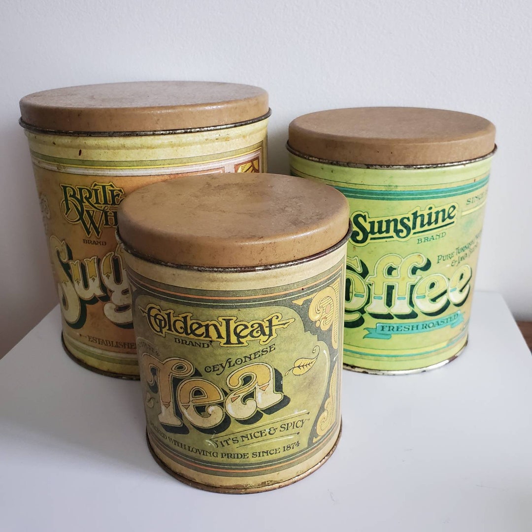 Vintage Tin Canisters, Ballonoff, USA Made, Nesting Canisters, Sugar ...