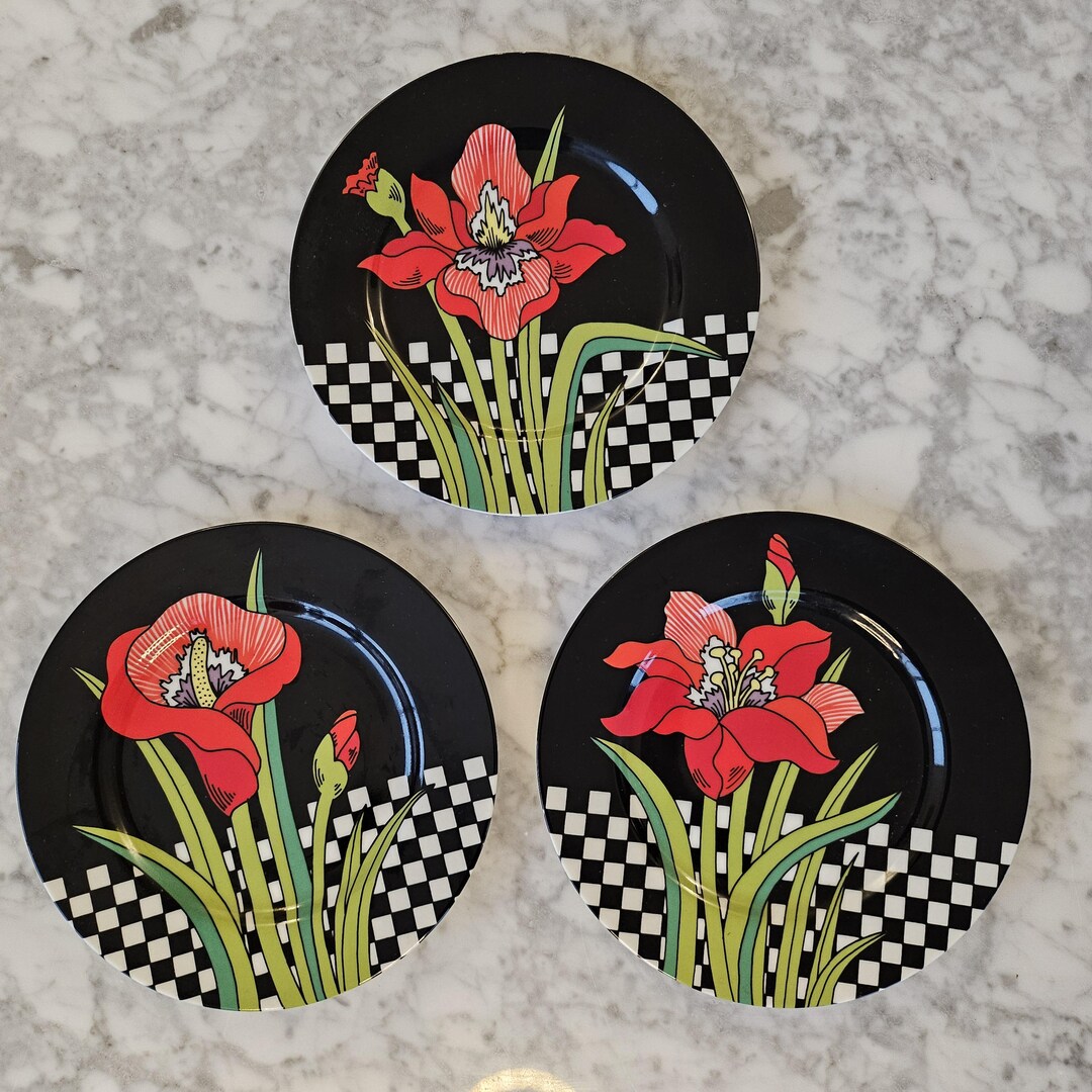 Vintage Fitz & Floyd Jardin Rouge Plates, Orchid Plates, Side Bread ...