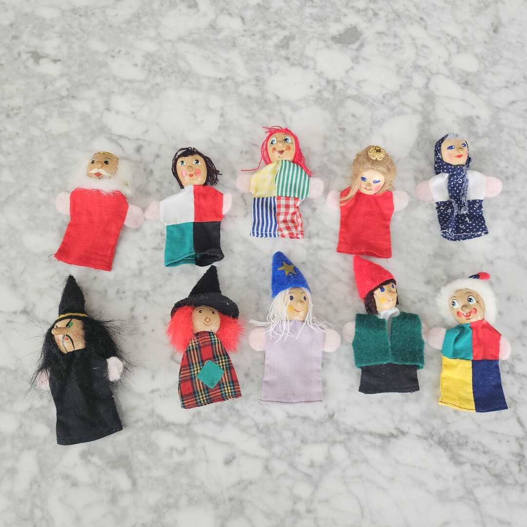 Vintage Wood Finger Puppets, Hand Painted, Germany, Folk Art, Puppet ...