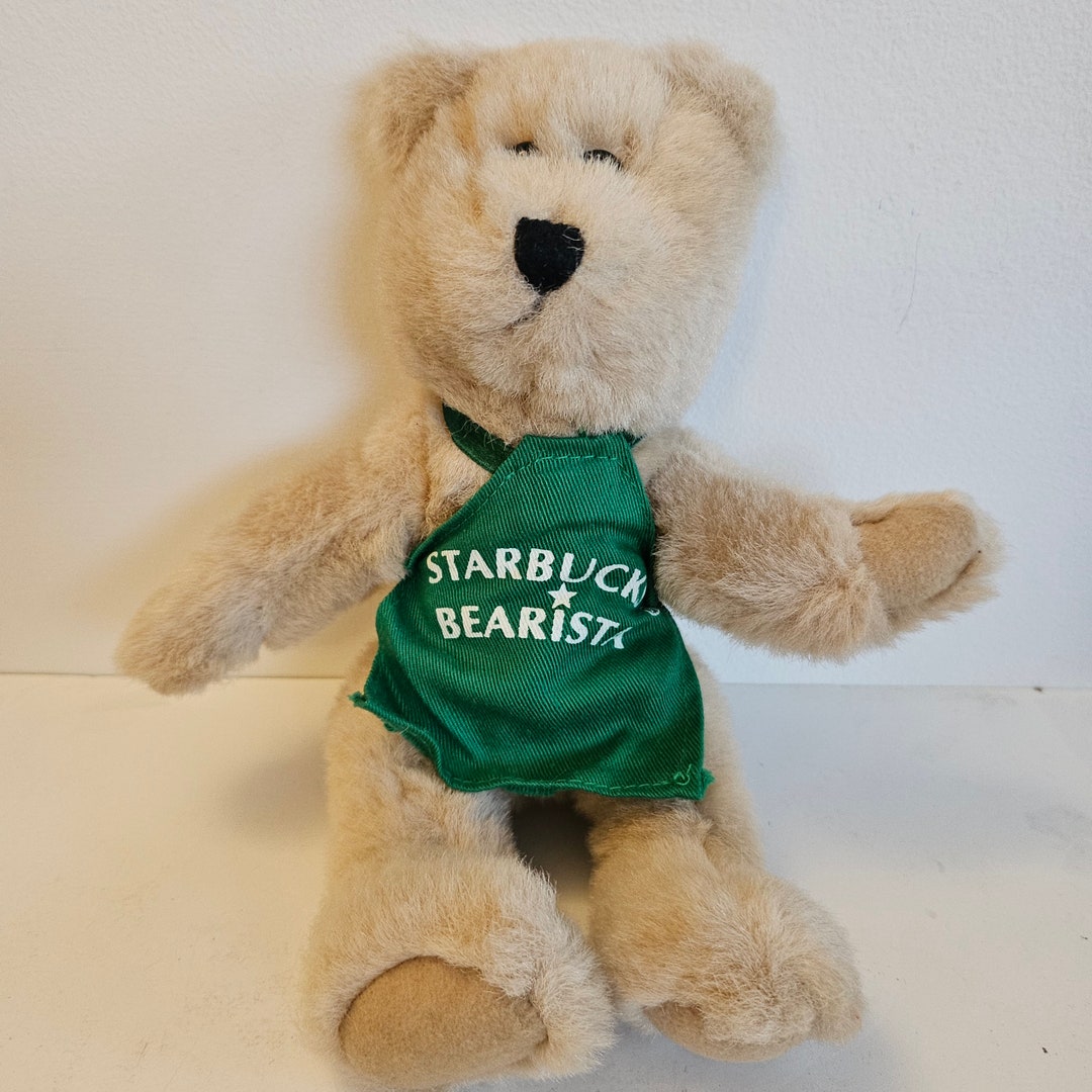 Vintage Starbucks Bear Plush, Plush Toy, Barista Bear, Green Apron ...