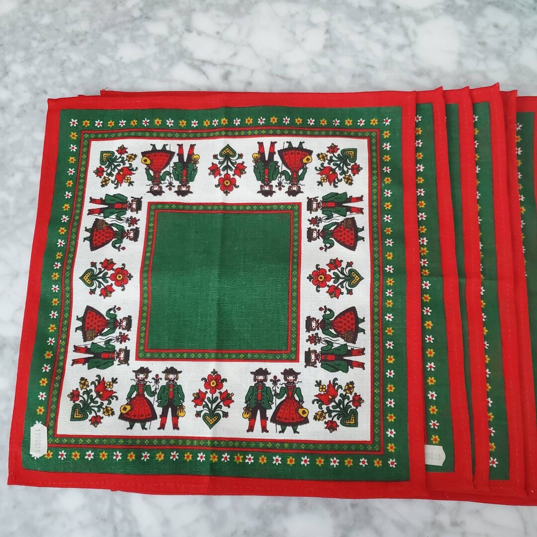Austrian Folk Art, Kolf, Cotton Napkins, Colorful Napkins, Traditional ...