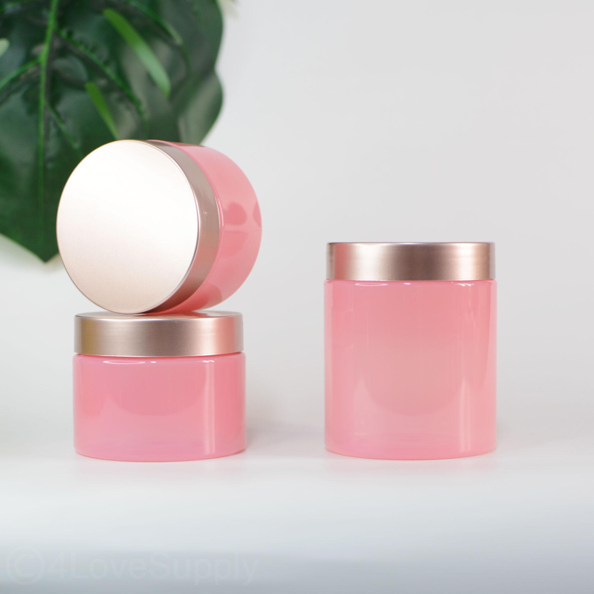150g 200g 250g Body Butter Jar Rose Gold Cap Pink PET Skin Care ...