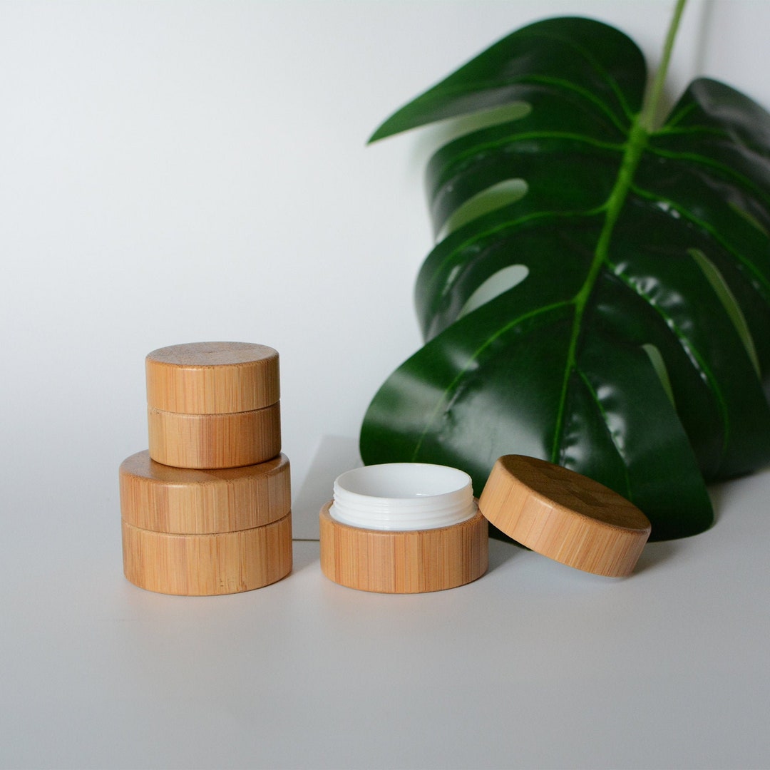 5/200px 5g 15g 30g Natural Bamboo Wooden Cream Container Jar, Reusable ...