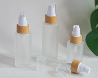 DIY Handmade Cosmetic Packaging Set, Glass Bottle Bamboo Wooden Look ...