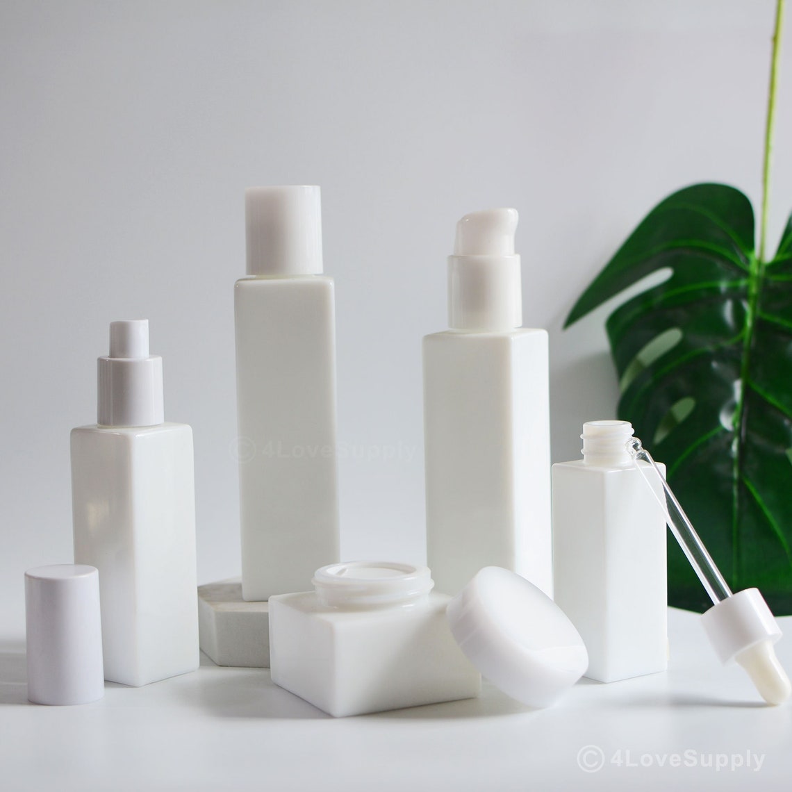 Pearl White Glass Cosmetic Packaging Set Dropper Bottle - Etsy