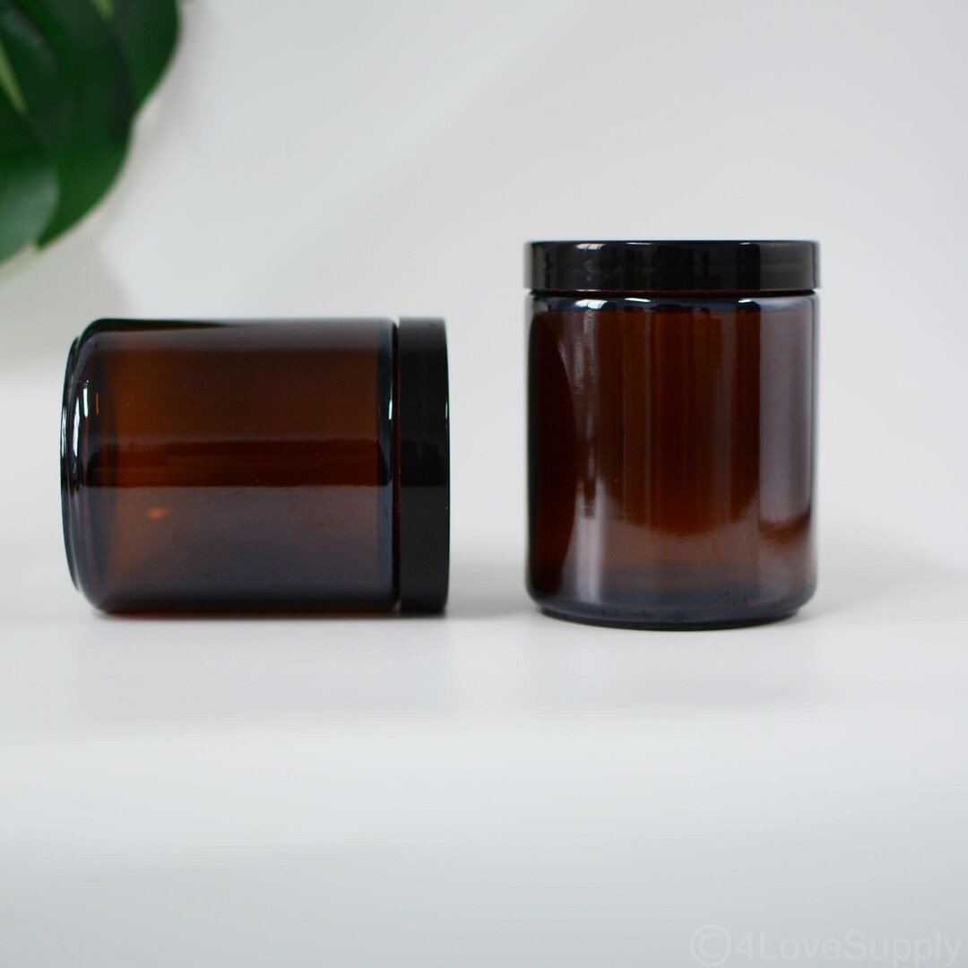 100g Cream Jar Amber Clear Glass Black Cap Jar Cream Oil Body Butter ...