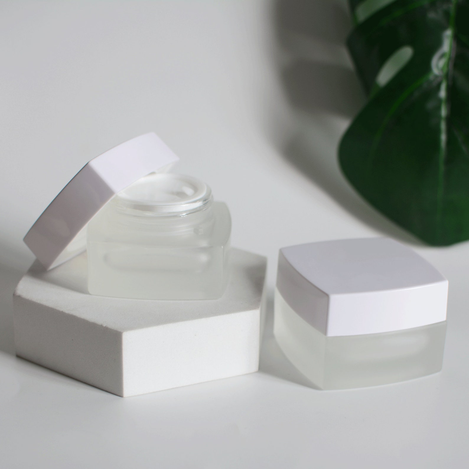 50g White Frosted Glass Cream Jars With Plastic Thick Wall | Etsy