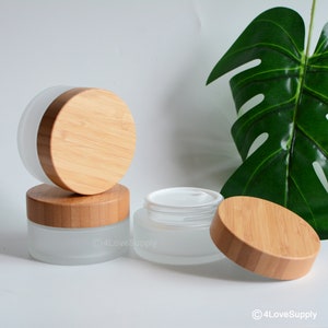 100g 3.5oz Eco-friendly Natural Bamboo Wooden Frosted Glass Cream Jar ...