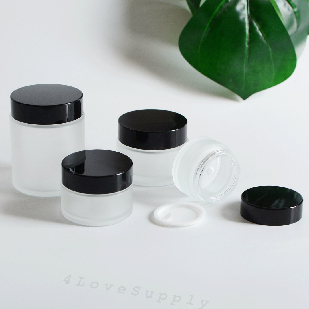 5g 15g 20g 30g 50g Cream Jar Frosted Glass With Black Cap for Cosmetic ...