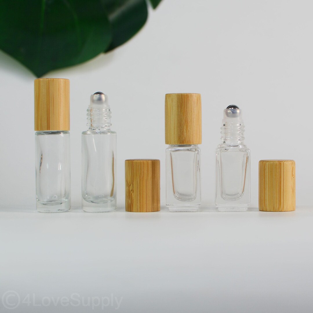 3ml 5ml Natural Roller Small Bottles Sqaure and Round Clear Glass ...