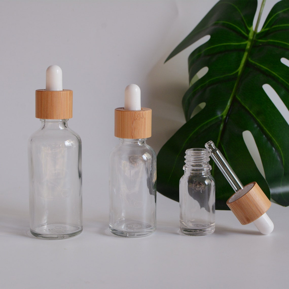1/200pcs Natural Bambo Wooden Clear Glass Dropper Bottles - Etsy
