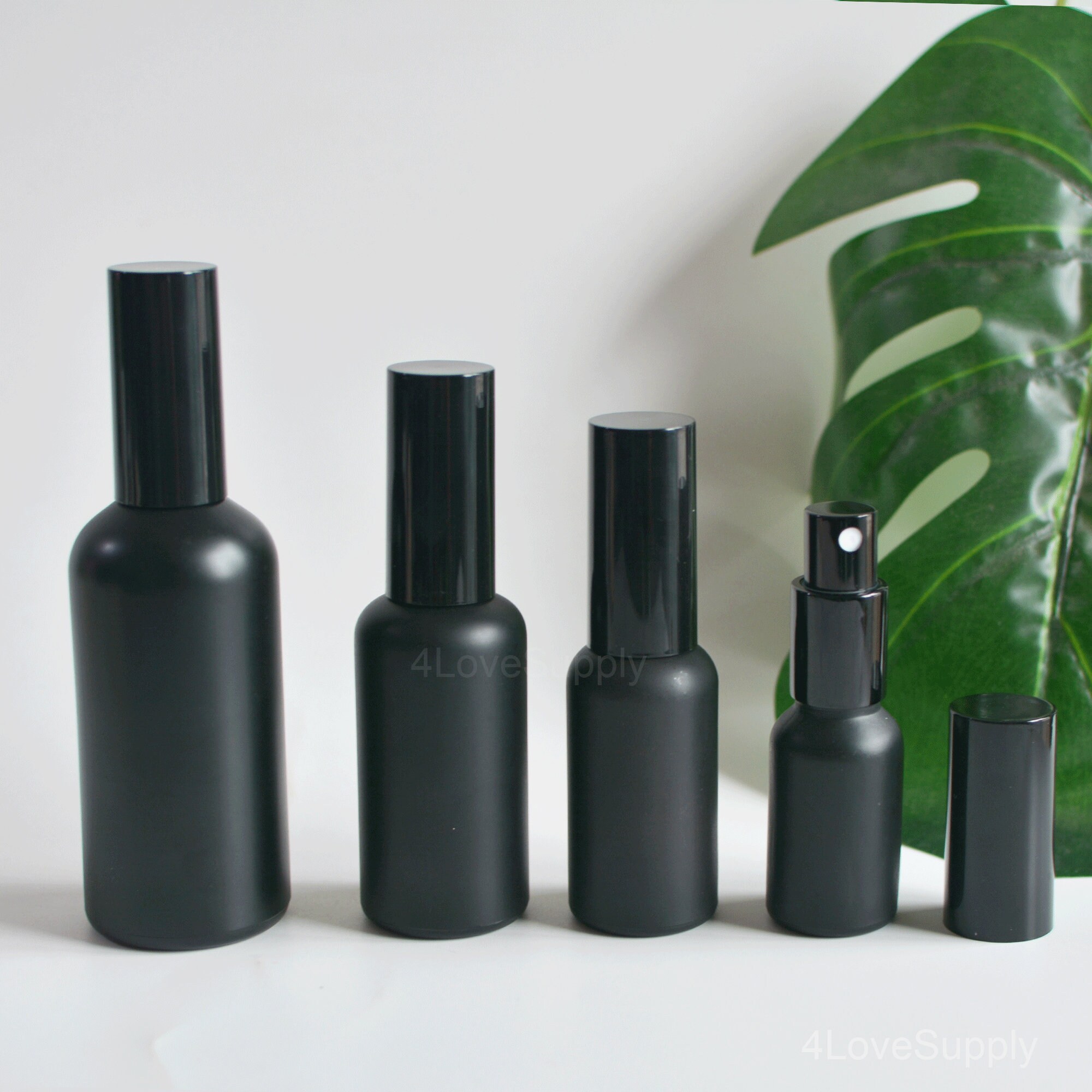 1-200pcs Matte Black Glass Fine Mist Spray Bottle, 15ml 30ml 50ml 100ml ...