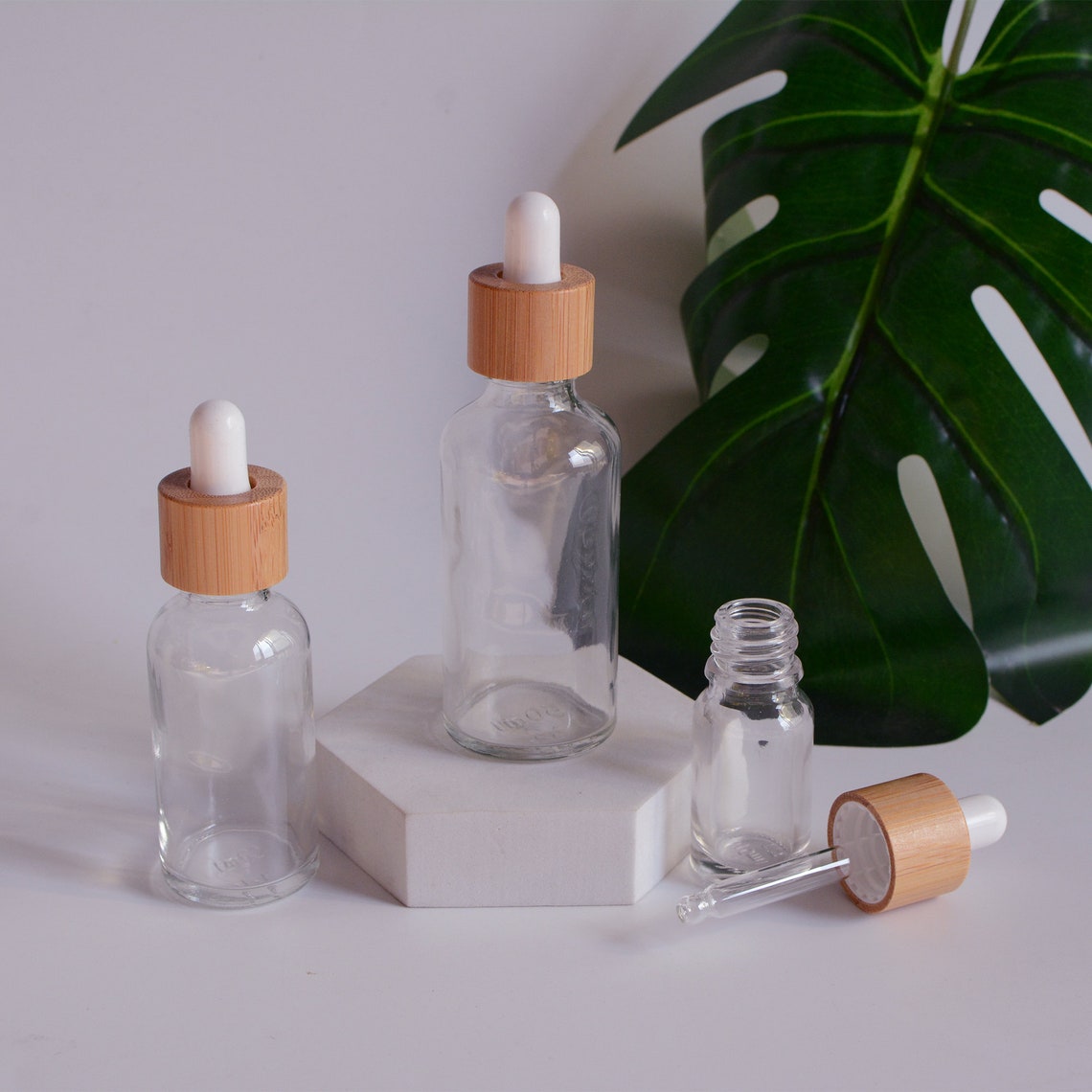 1/200pcs Natural Bambo Wooden Clear Glass Dropper Bottles - Etsy