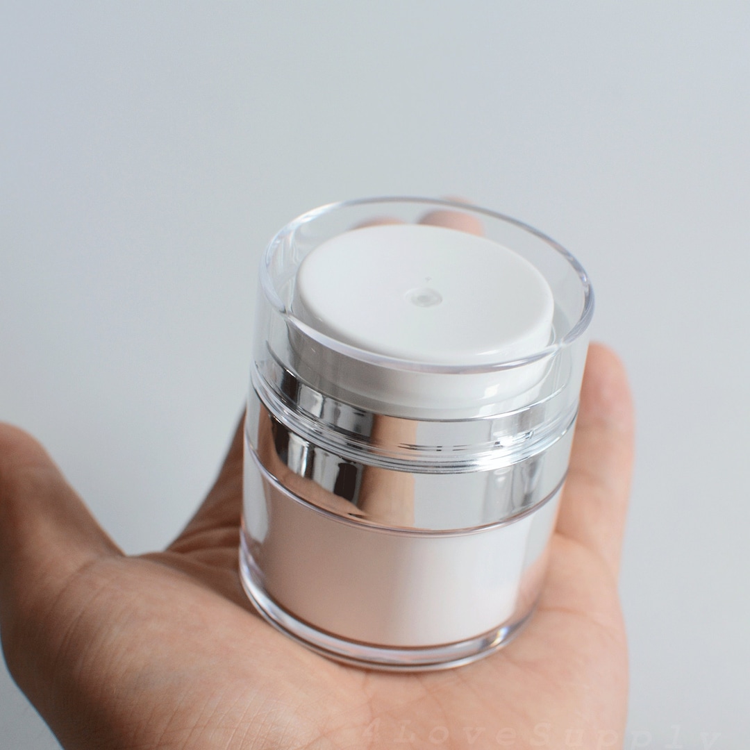 15g 30g 50g Airless Cream Jar White Silver Press Cream - Etsy