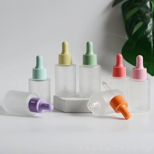 1-200pcs 30ml Dropper Bottle Seven Color Like Rainbow Flat Shoulder ...