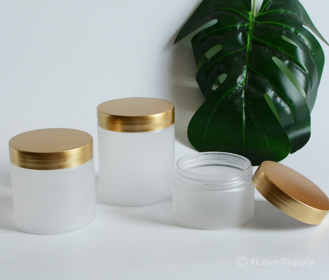 1-100pcs PET Frosted Empty Cream Jar Container, Gold Lids, Cosmetic ...