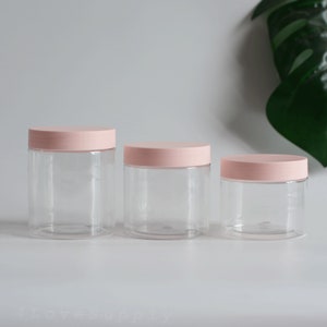 1-200PCS Cream Jar Pink Cap Transparent Jar PET Material Body Butter ...