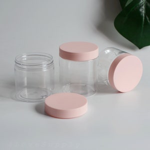 1-200PCS Cream Jar Pink Cap Transparent Jar PET Material Body Butter ...