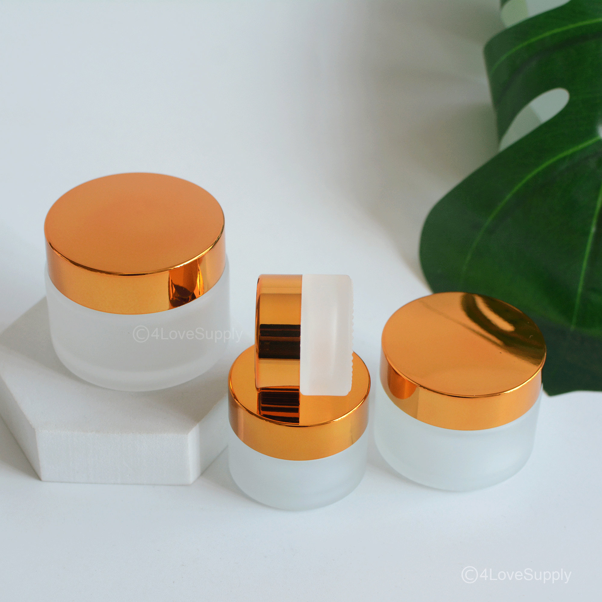 1pc-200pcs Empty Frosted Glass Cream Jar Container With Gold | Etsy