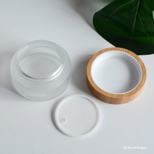 100g 3.5oz Eco-friendly Natural Bamboo Wooden Frosted Glass Cream Jar ...