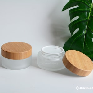 100g 3.5oz Eco-friendly Natural Bamboo Wooden Frosted Glass Cream Jar ...