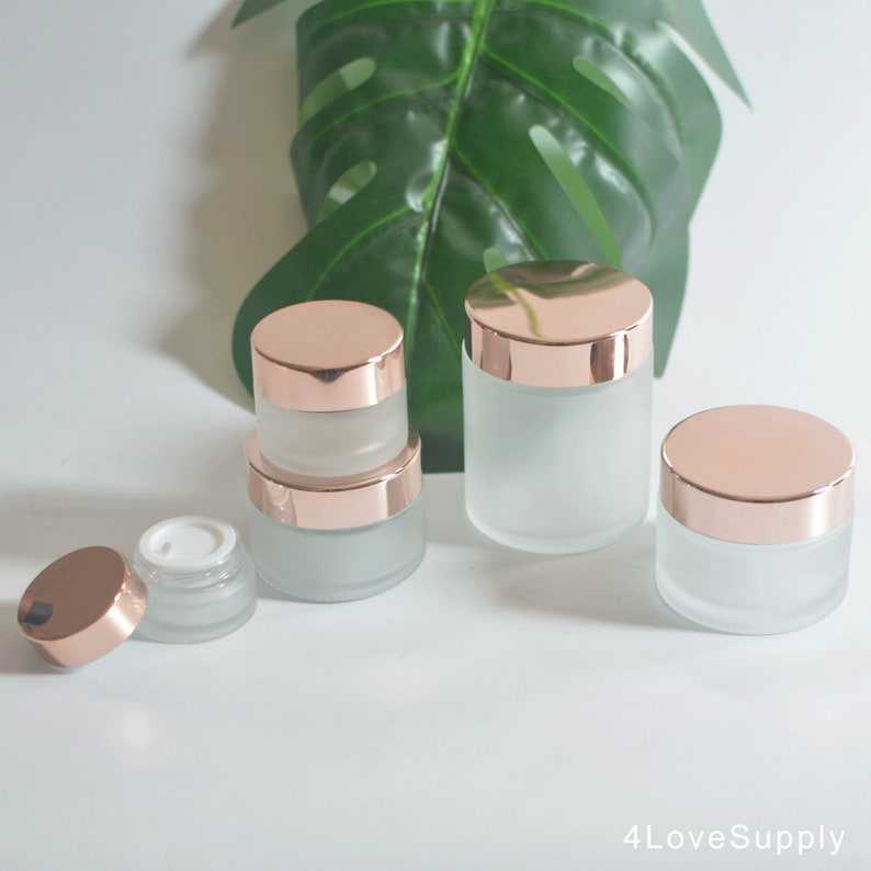 1-100pcs 15g-100g Frosted Glass Empty Cream Jar Rose Gold - Etsy