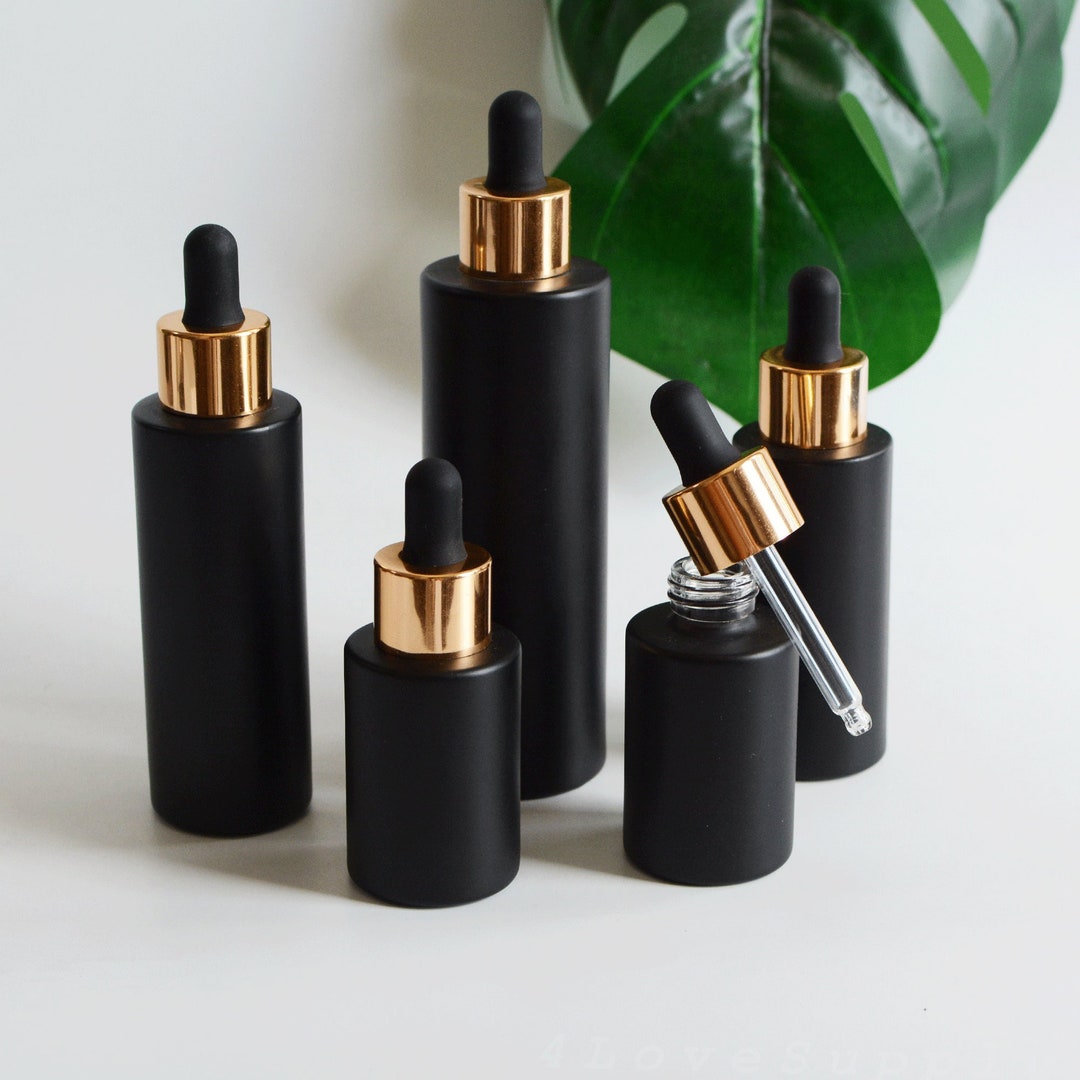 1-200pcs Luxury Dropper Bottles 30ml 50ml 60ml 80ml 100ml Matte Black ...