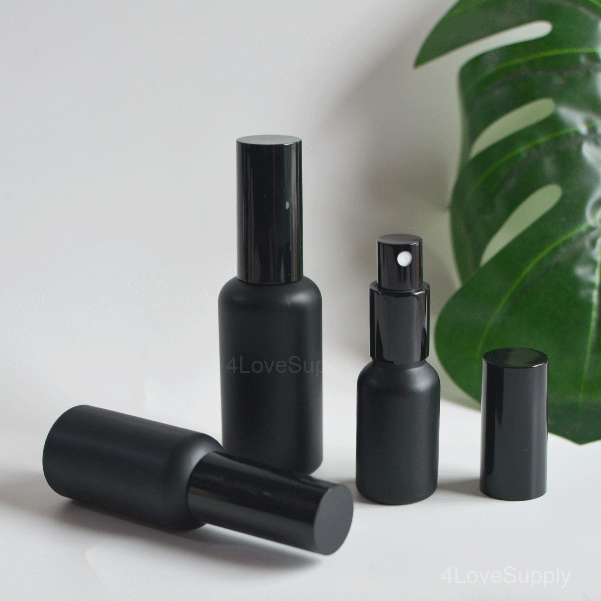 1-200pcs Matte Black Glass Fine Mist Spray Bottle, 15ml 30ml 50ml 100ml ...