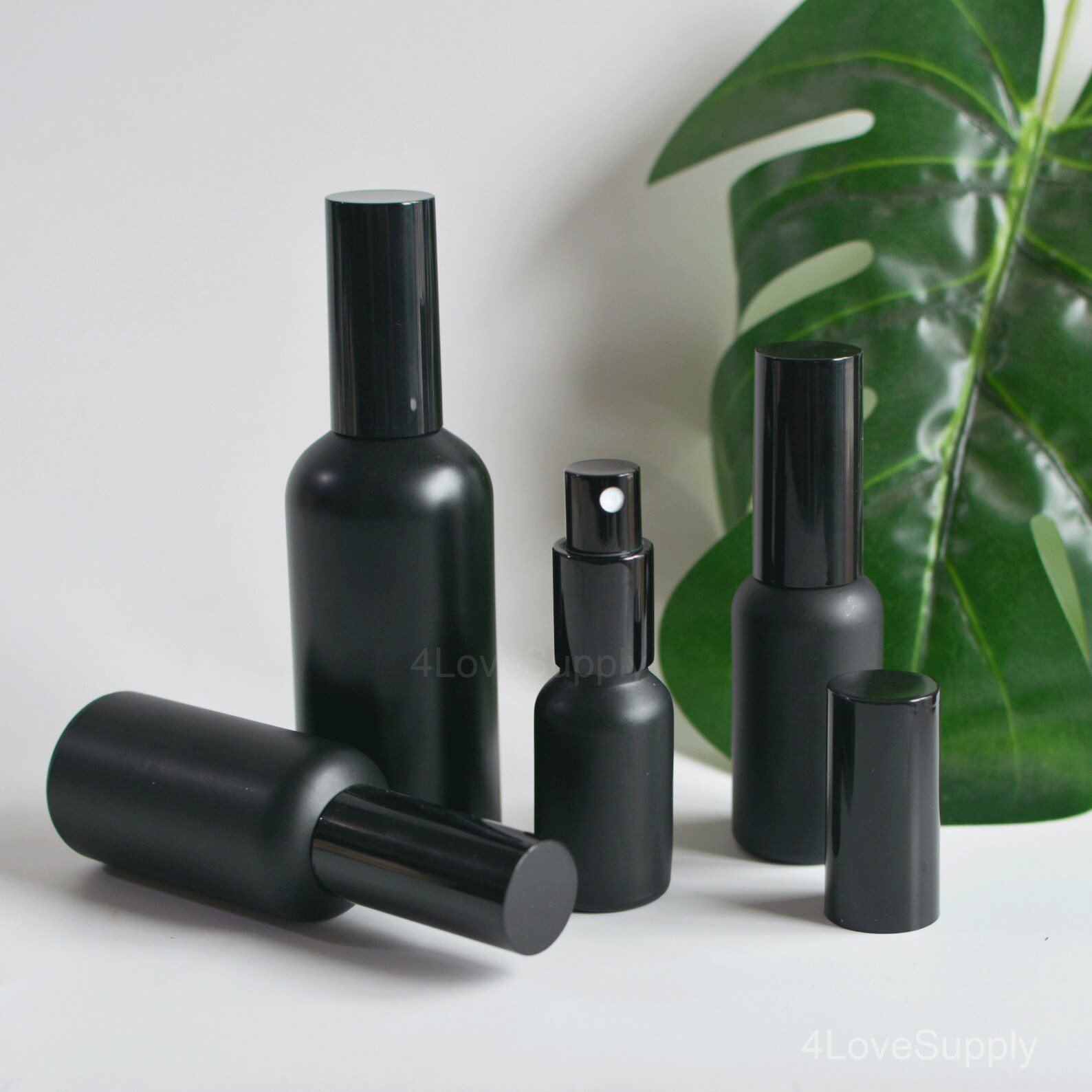 1-200pcs Matte Black Glass Fine Mist Spray Bottle, 15ml 30ml 50ml 100ml ...