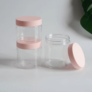 1-200PCS Cream Jar Pink Cap Transparent Jar PET Material Body Butter ...