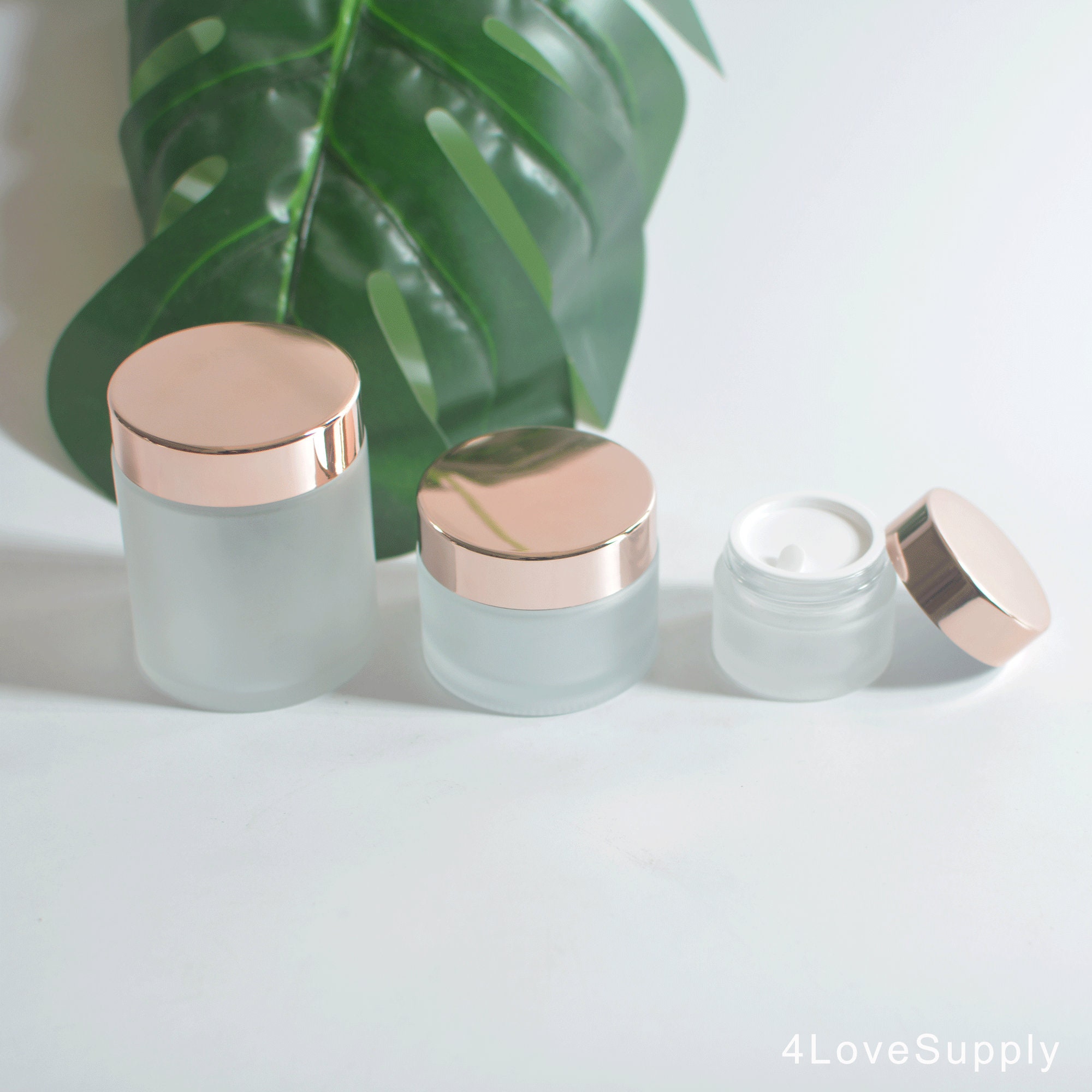 1-100pcs 15g-100g Frosted Glass Empty Cream Jar Rose Gold - Etsy