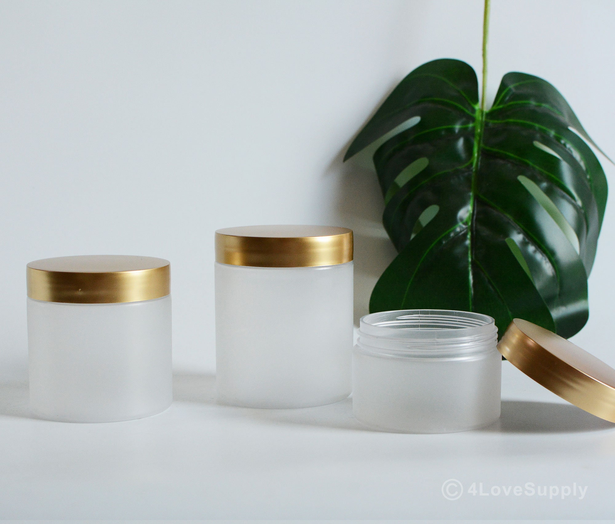 1-100pcs PET Frosted Empty Cream Jar Container, Gold Lids, Cosmetic ...