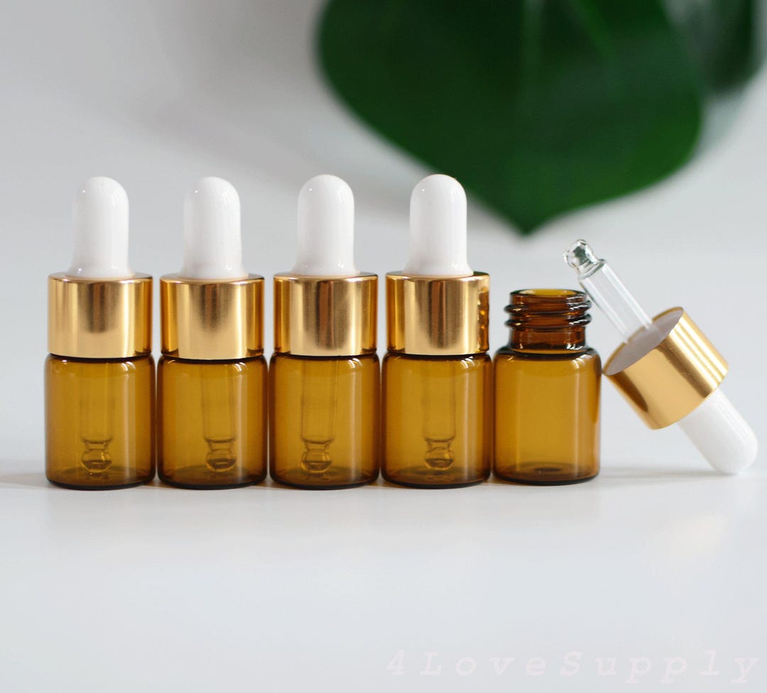 2025 New 5ml Amber Mini Dropper Bottle Gold Cap Sample Vial 5ml Small ...