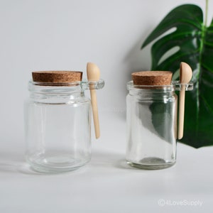 100ml 250ml Clear Glass Beauty Bath Salt Jar Container, Natural Wooden ...