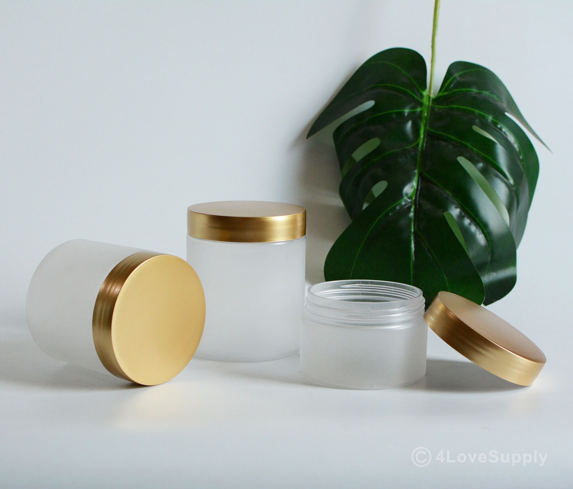 1-100pcs PET Frosted Empty Cream Jar Container, Gold Lids, Cosmetic ...