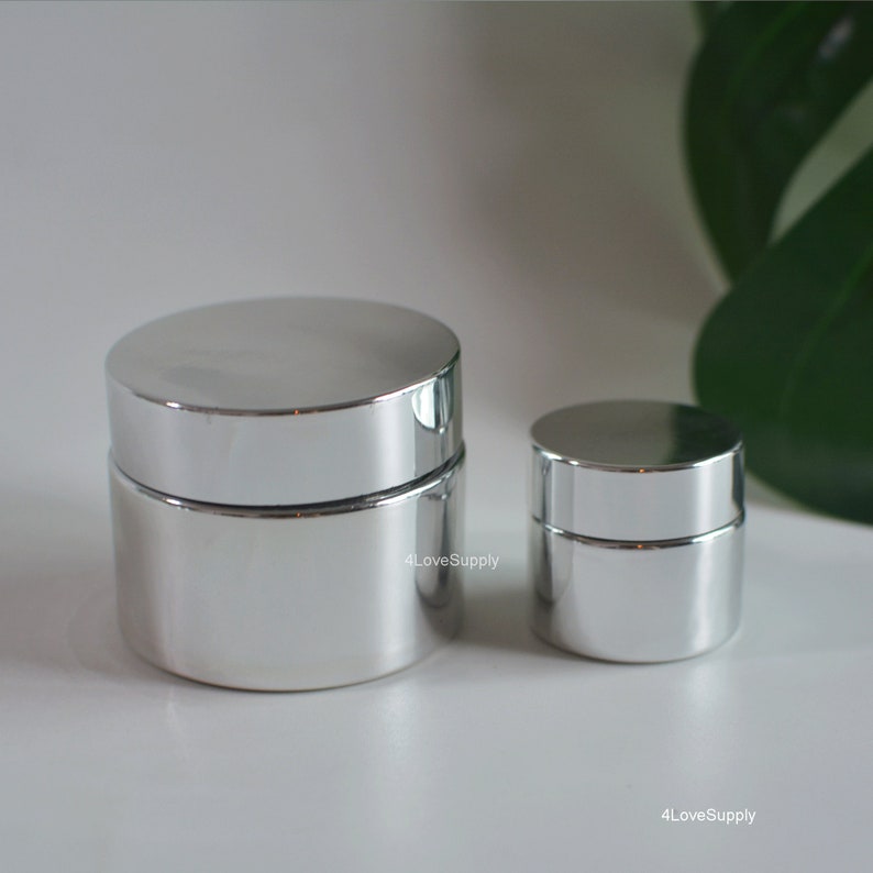 1-200pcs 10g 15g 30g 50g Shiny Silver Empty Glass Facial Cream Jar ...