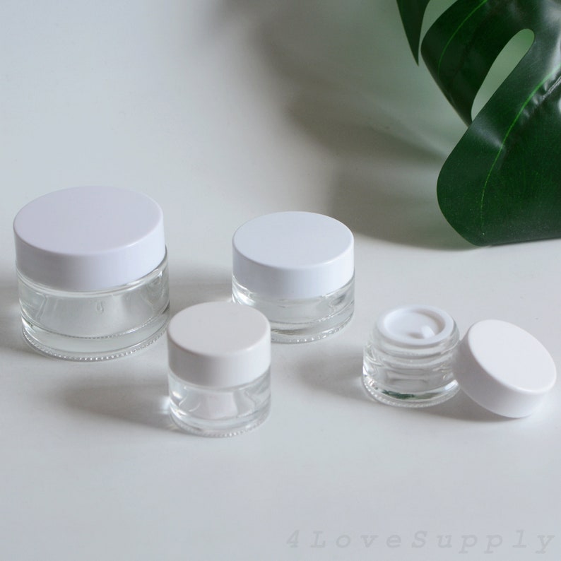 1/200pcs 5g 15g 30g 50g White Cream Jar Transparent Glass Face - Etsy