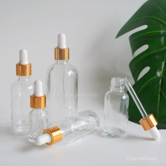 1pc 200pcs 5ml 100ml Empty Clear Glass Essential Oil Dropper Bottles in Gold Cap Aromatherapy Hair Oil Dropper Vials Cosmetics Wholesale Etsy UK