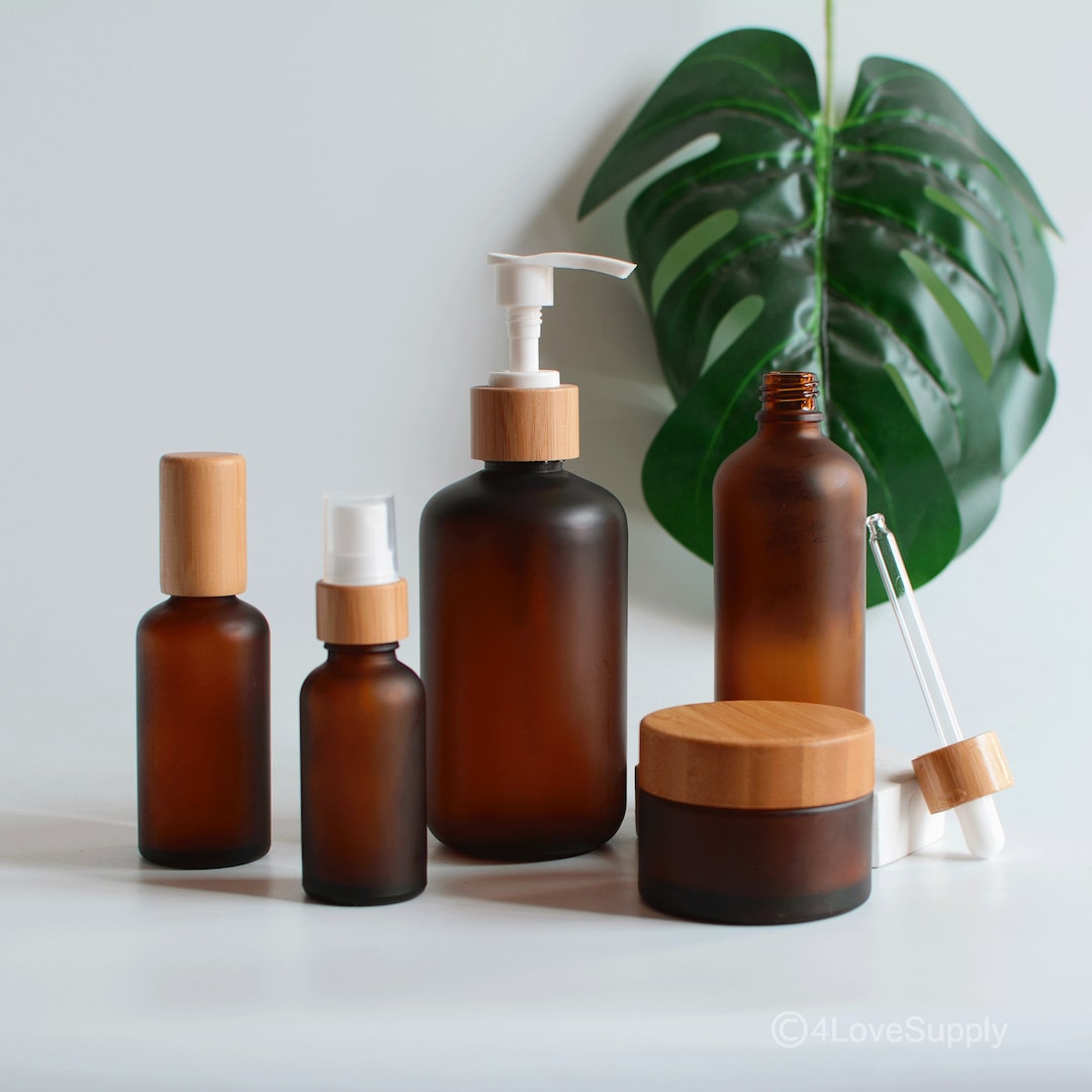 1-200pcs Frosted Amber Cosmetic Sets Cream Jar/pump Lotion/sprayer ...