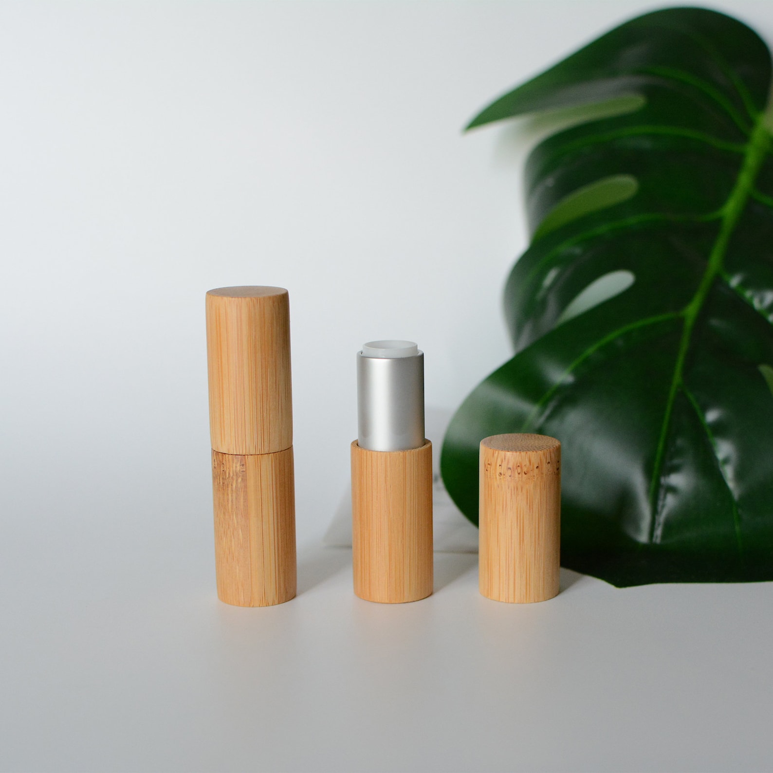 5/100pcs 5ml Handmade Natural Bamboo Wooden Empty Lip Balm Tubes ...