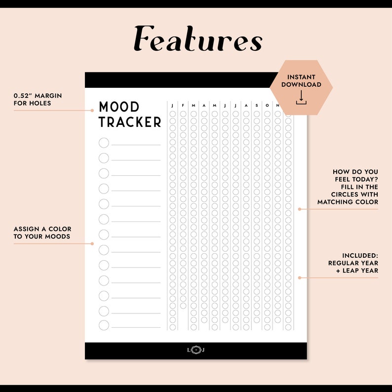 Printable Mood Tracker, Fillable PDF, Printable PDF, Mood Planner ...