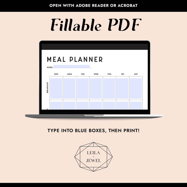 Printable Meal Prep Planner, Fillable PDF, Printable PDF, Meal Prep ...