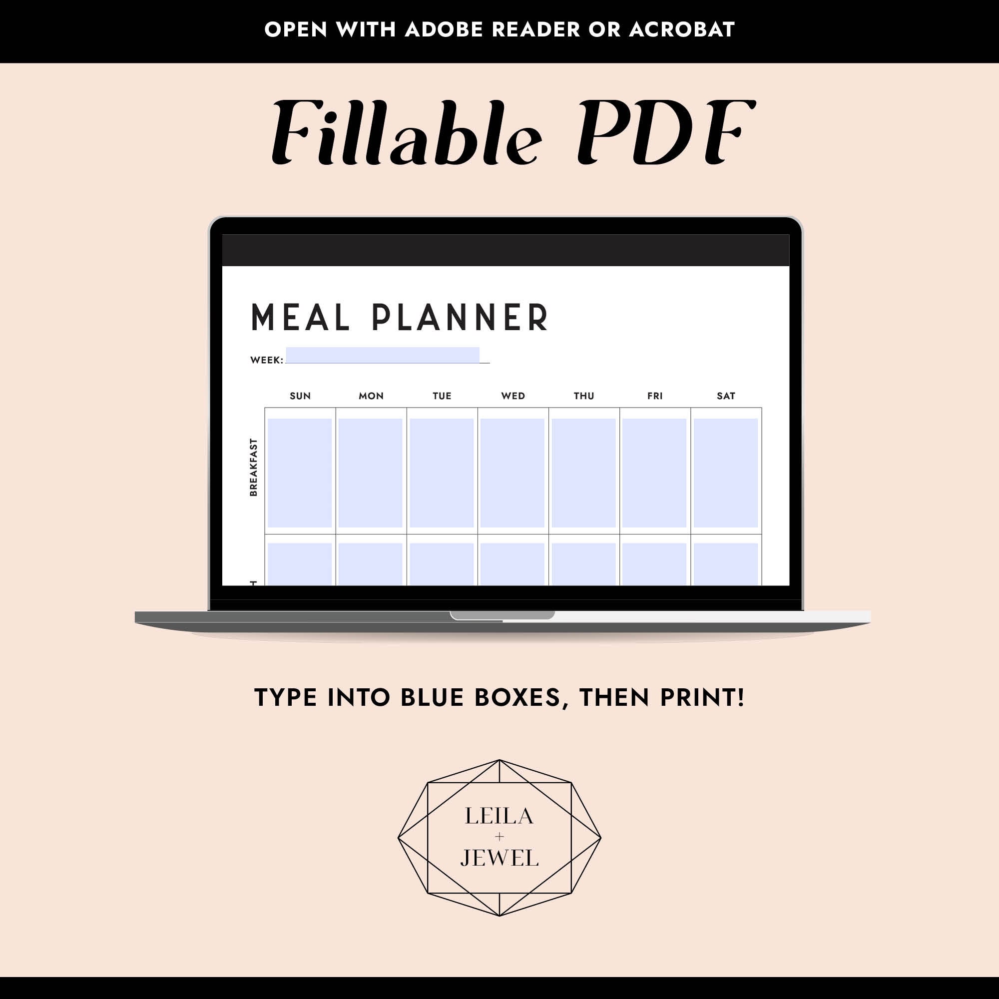 Printable Meal Prep Planner, Fillable PDF, Printable PDF, Meal Prep ...