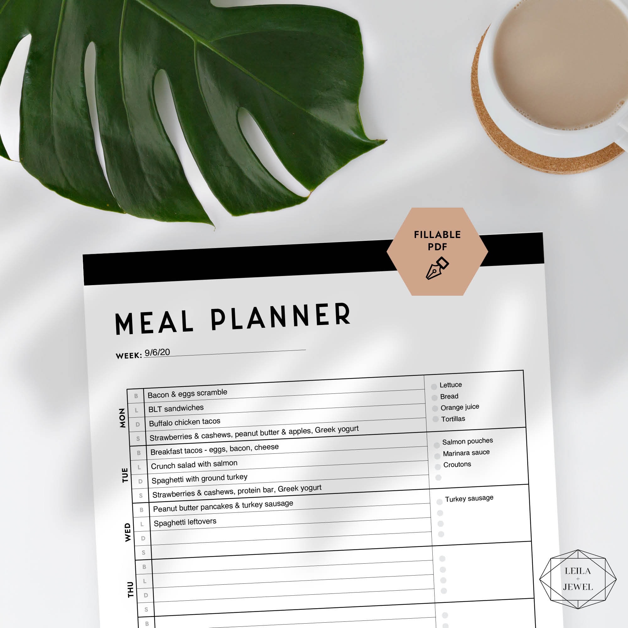 Printable Meal Planner, Fillable PDF, Printable PDF, Meal Prep, What's ...