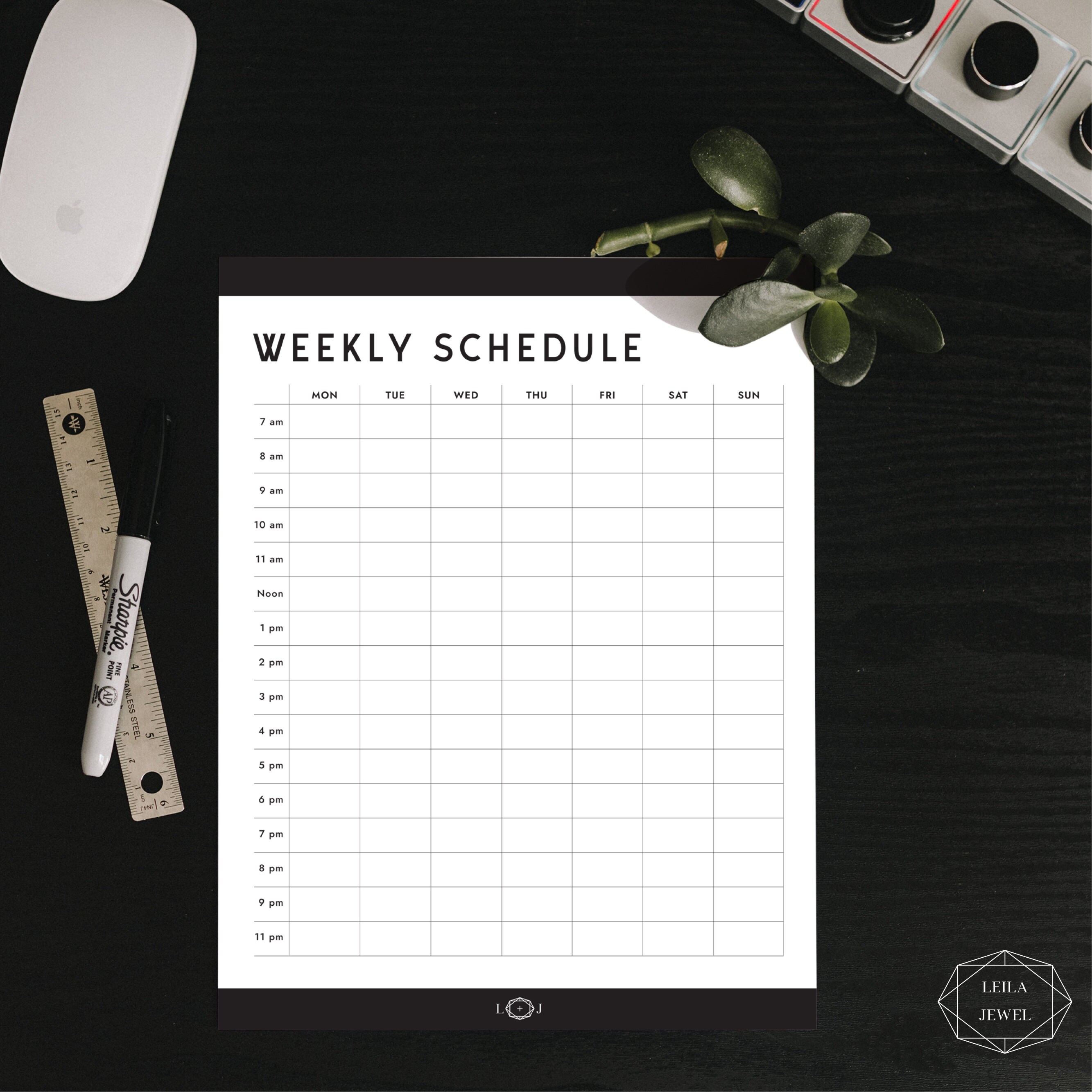 Printable Weekly Schedule, Minimal Weekly Planner, Fillable PDF, Weekly ...