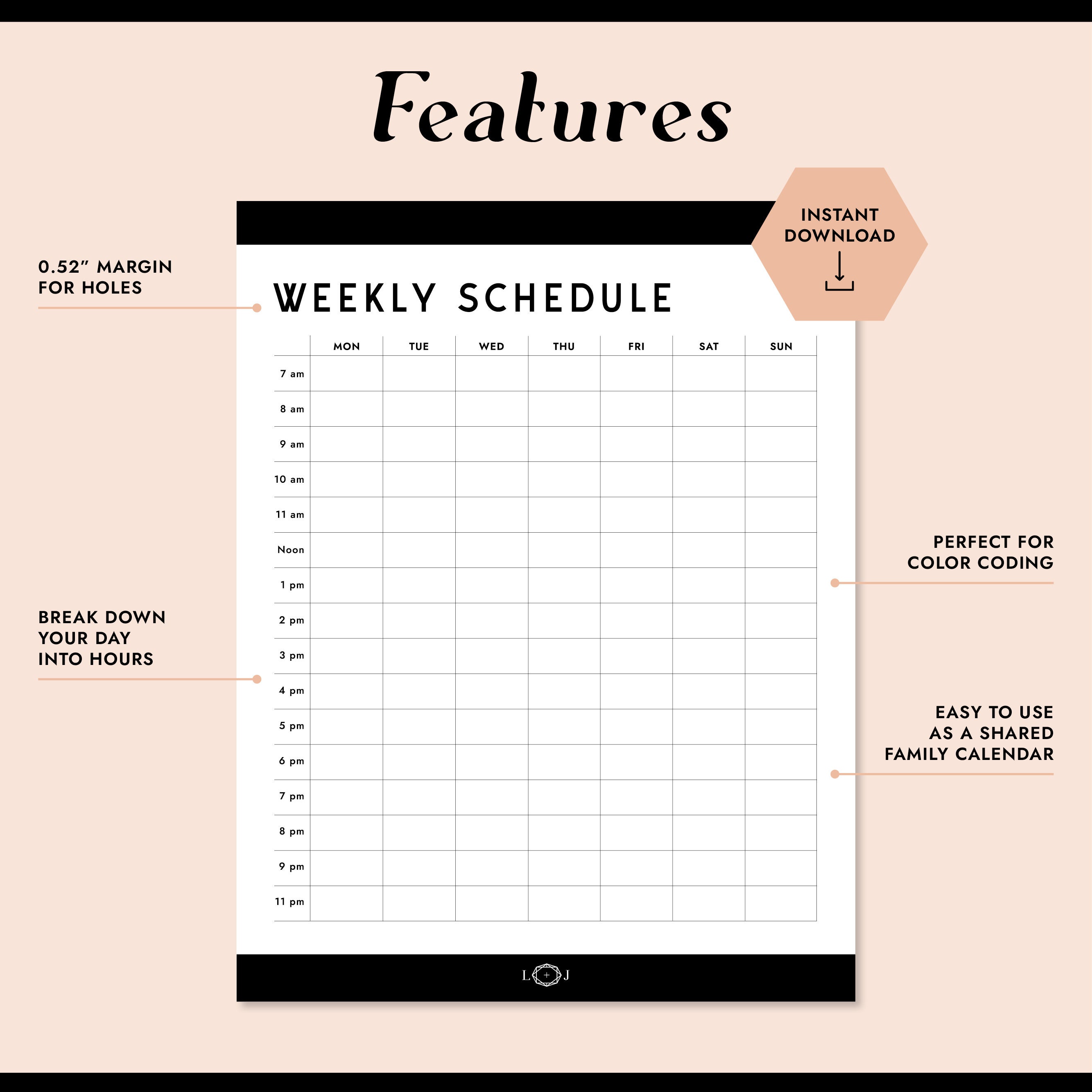 Printable Weekly Schedule Minimal Weekly Planner Fillable - Etsy