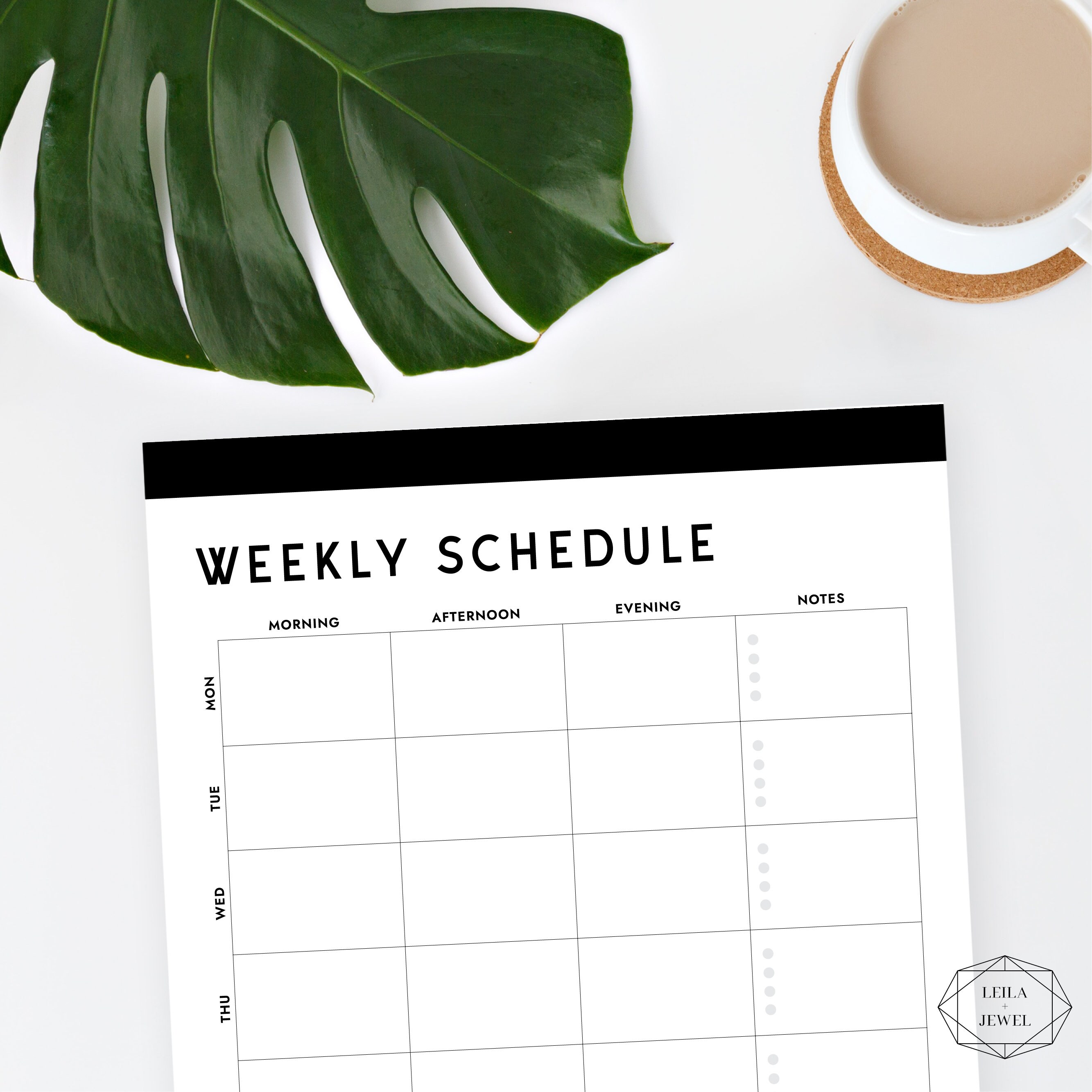 Minimal Weekly Schedule, Printable Weekly Planner, Fillable PDF, Weekly ...