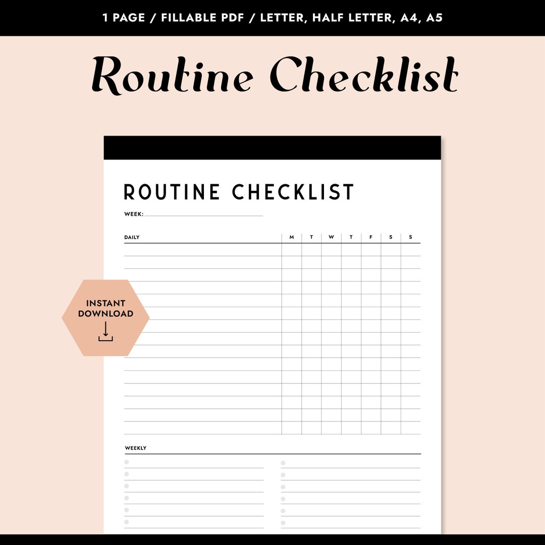 Printable Daily Routine Chart, Daily Routine Planner, Morning Routine ...